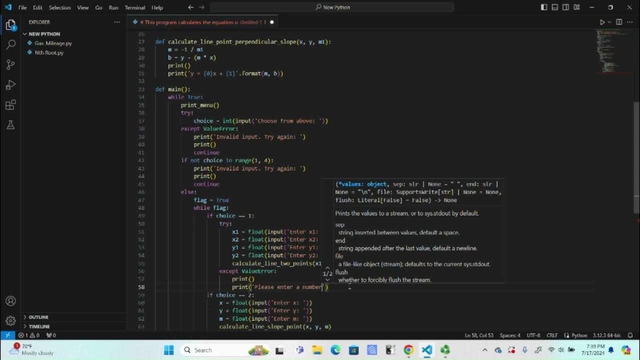 Python: Equation of a Line in Slope Intercept Form - YouTube