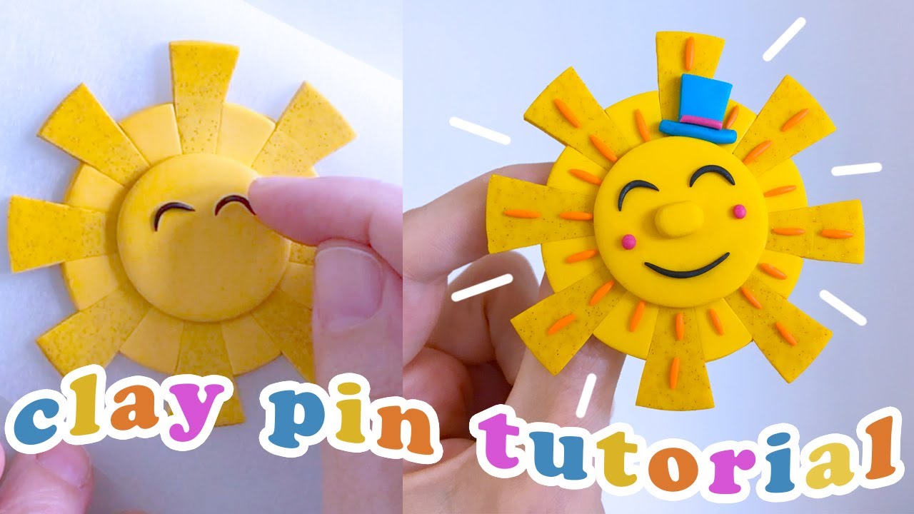 EASY! Sunshine Pin Polymer Clay Tutorial ☀️ - YouTube