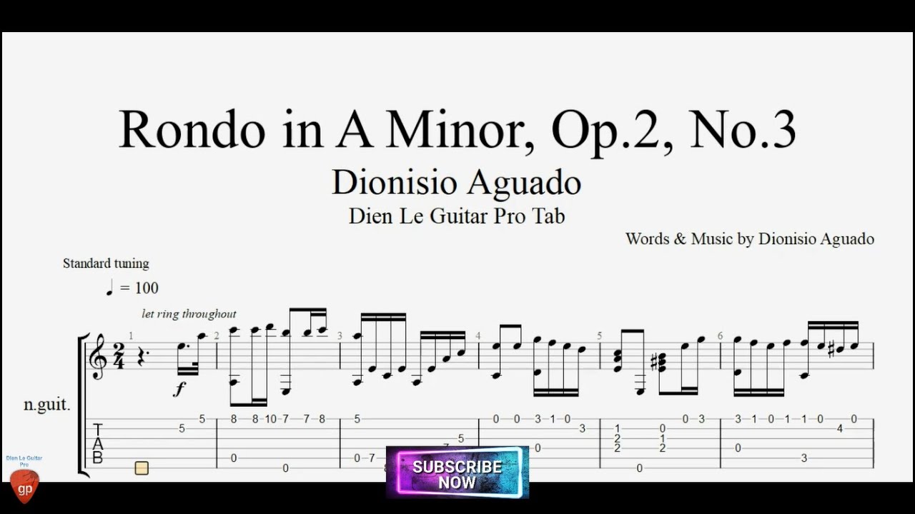 Rondo in A Minor, Op.2, No.3 by Dionisio Aguado with Guitar Tutorial ...