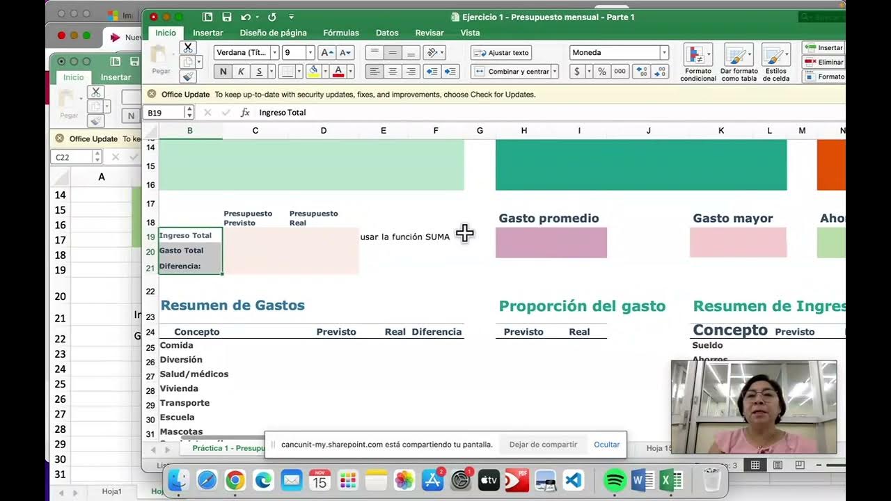 Excel. Uso básico: Inserción de datos, formatos de celdas. Ejercicio: presupuesto personal - YouTube