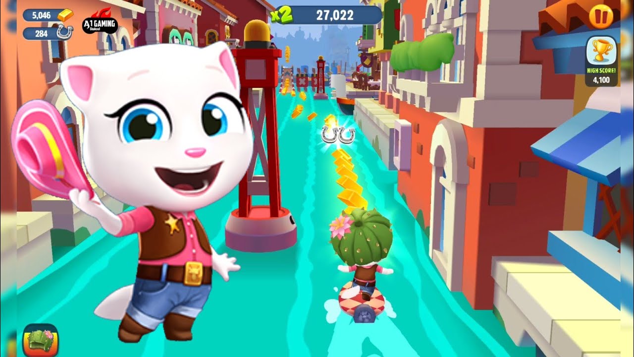 Talking Tom Gold Run Venice Canals Cowboy Angela Full Screen Android ...