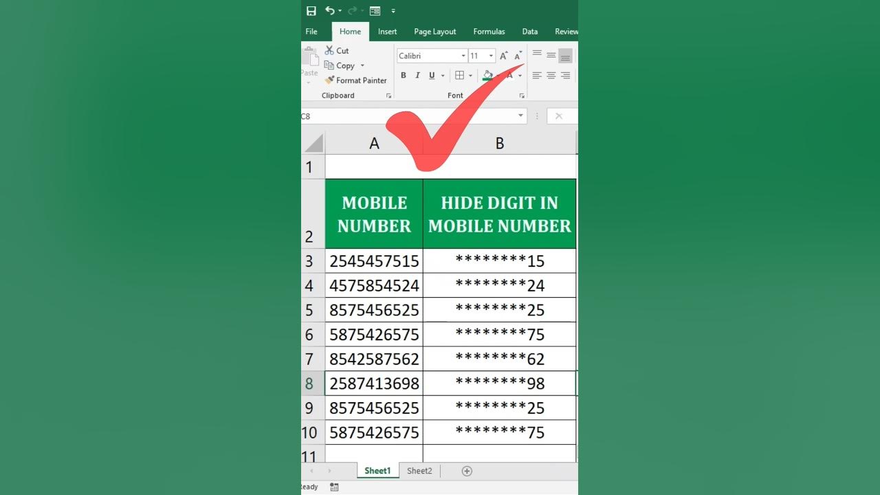 Hide Digit In Mobile Number In Ms Excel Tricks And Tips Mspoint Viralshort Exceltips
