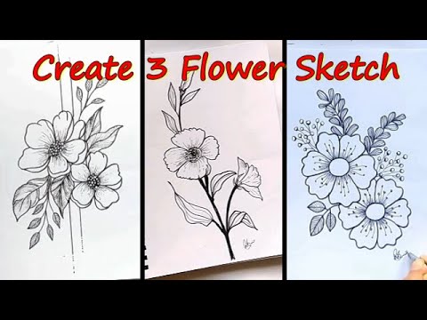 Learn How To Create 3 Flower Sketches | Simple and Easy Flower ...