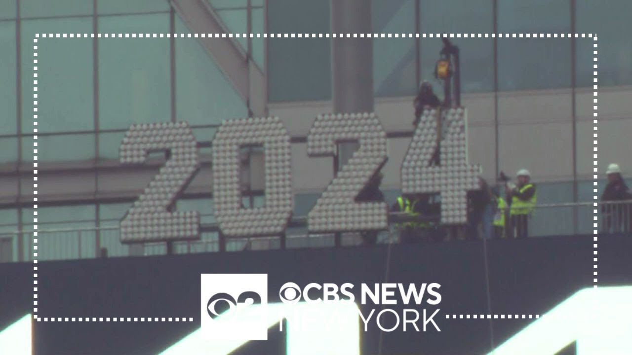 "2024" hoisted into position for Times Square New Year's Eve ...