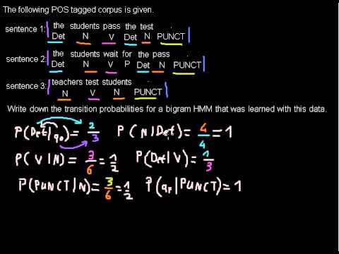 Bigram HMM - calculating transition probabilities - YouTube