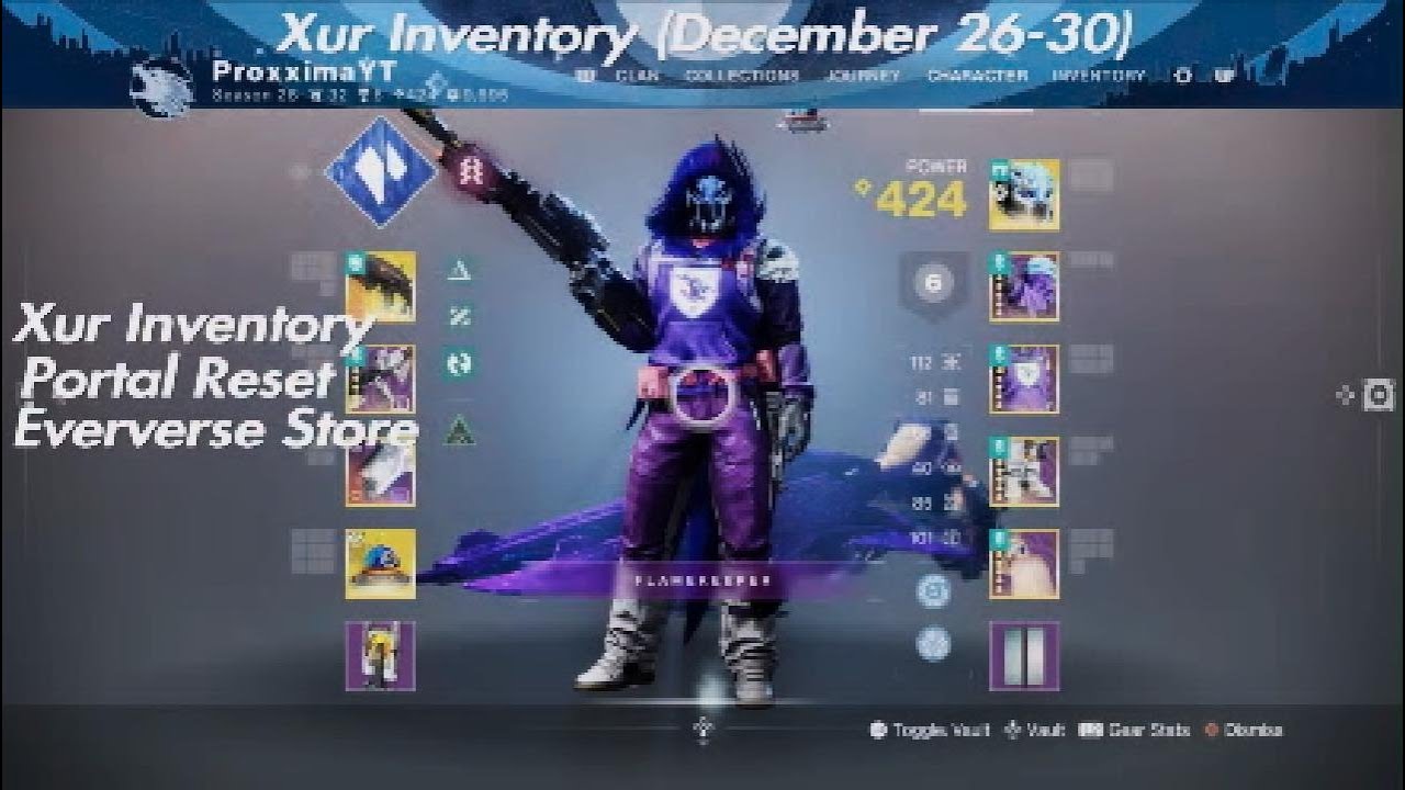 Destiny 2 - Xur Inventory + Portal Reset - YouTube