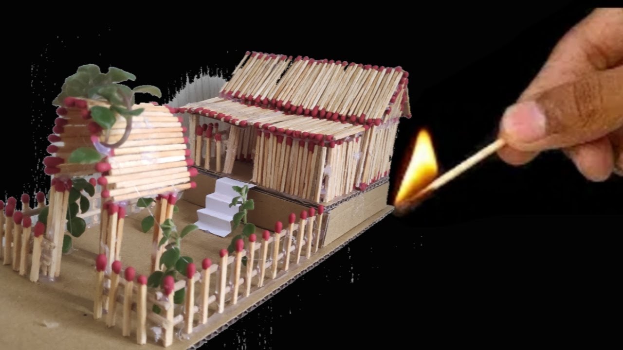 Funny Make Match House Fire at Home / How to Make / Matches Stick House ...