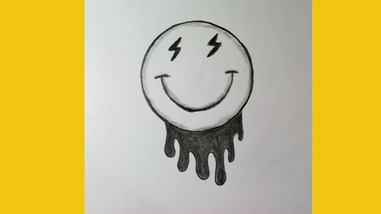 how to draw a happy emoji pencil drawing - YouTube