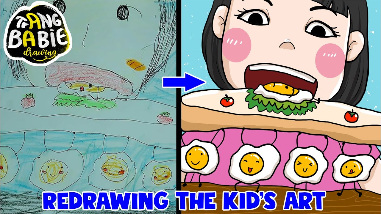 Redrawing the kid's art #1 - YouTube