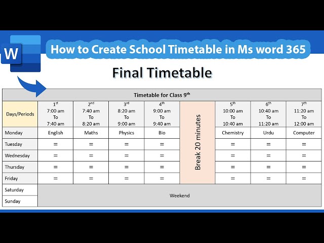 How To Create A Time Table In Ms Word Step By Step Tutorial ...