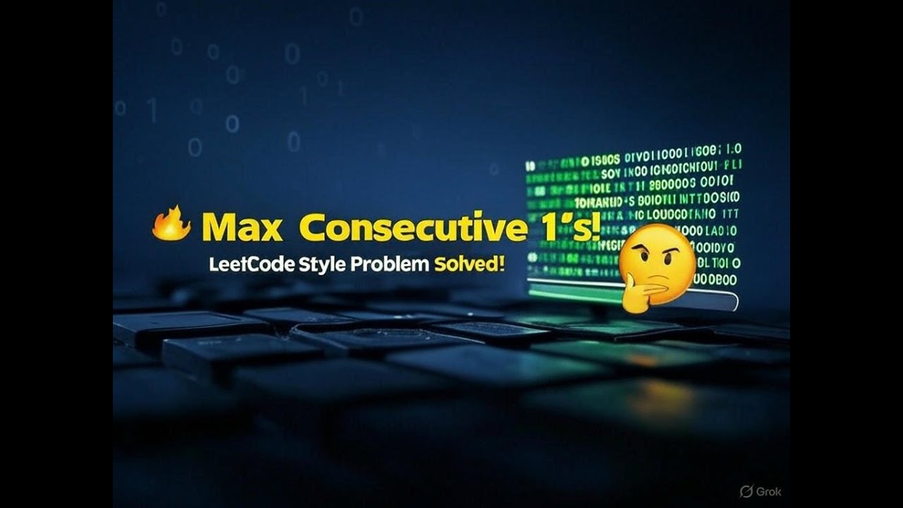 Max Consecutive 1s In Binary Array Leetcode Style Problem Solved 🔥