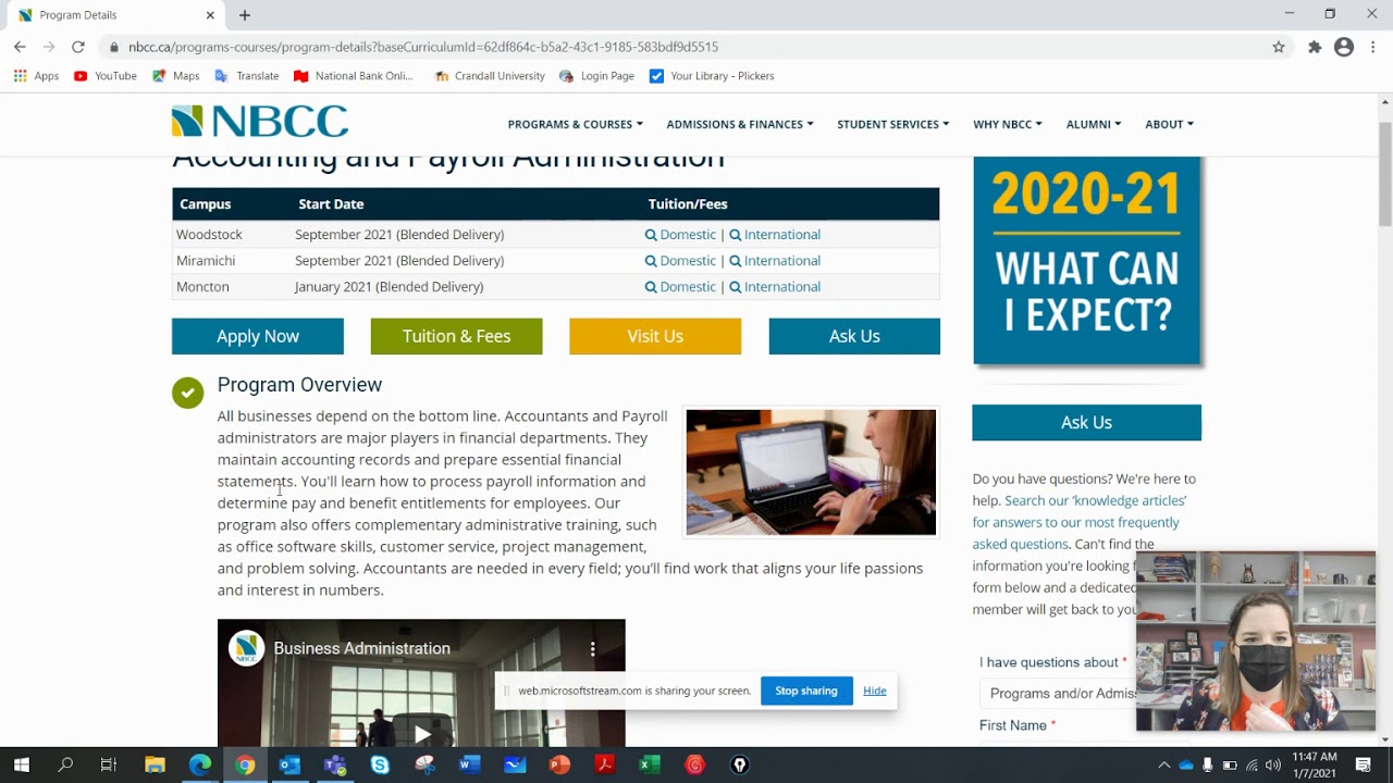Explaining the NBCC website for income and tuition costs - YouTube