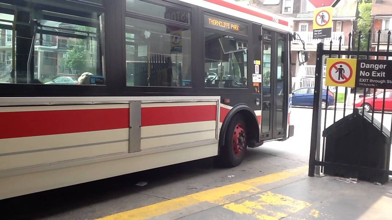 TTC #7758 Orion VII OG on route 81 Thorncliffe Park departing Pape Stn ...