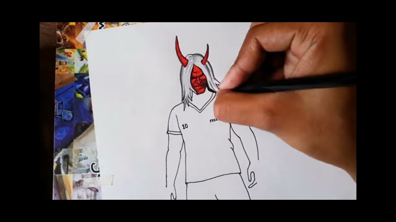 Samurai zombie drawing//free fire drawing - YouTube