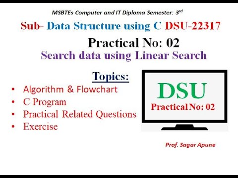 Data Structure | Practical No-2 | Search data using Linear Search | DSU ...