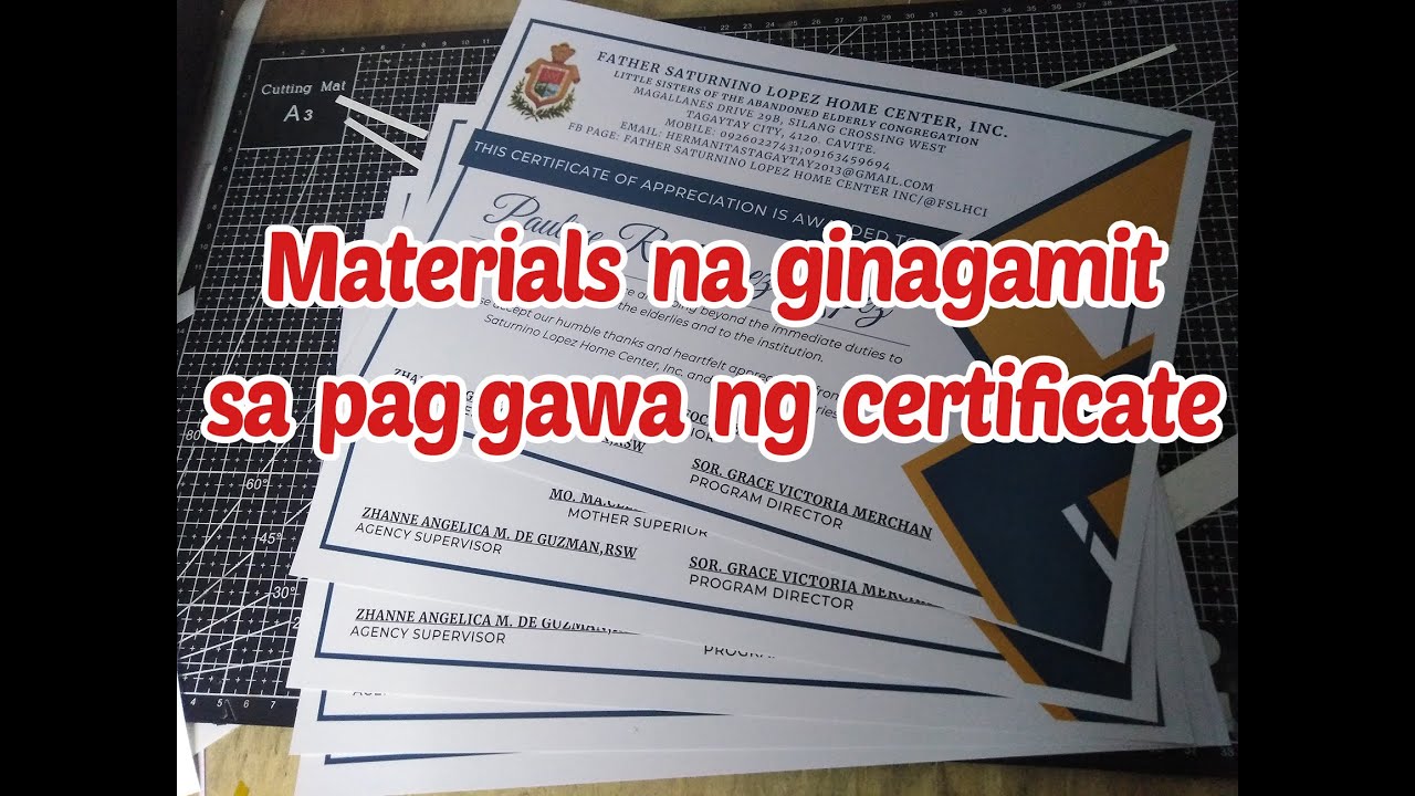 MATERIALS NA GINAGAMIT SA PAG GAWA NG CERTIFICATE | PRINTING BUSINESS ...