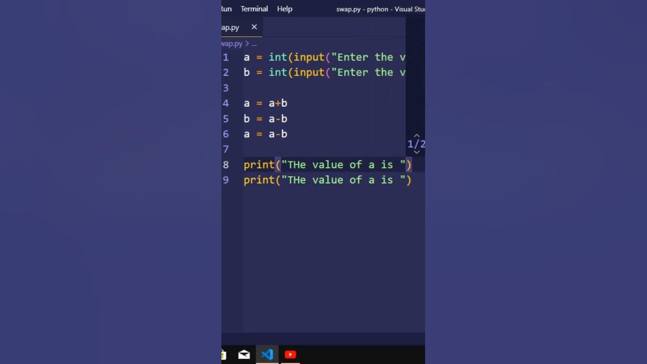 Python Program To Swap Two Numbers Without Using Third Variablepythoncodmeducation