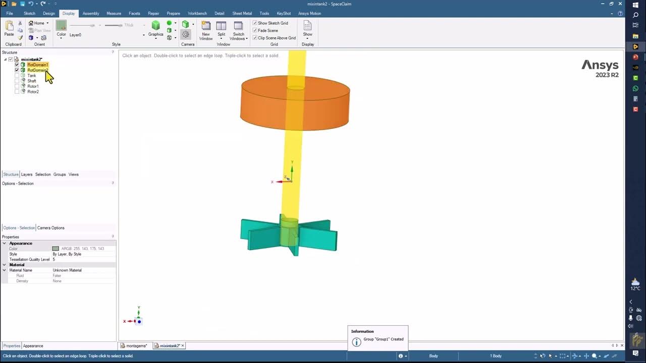 Mixing tank CFD model extraction in Spaceclaim and Meshing - Part 8 - YouTube