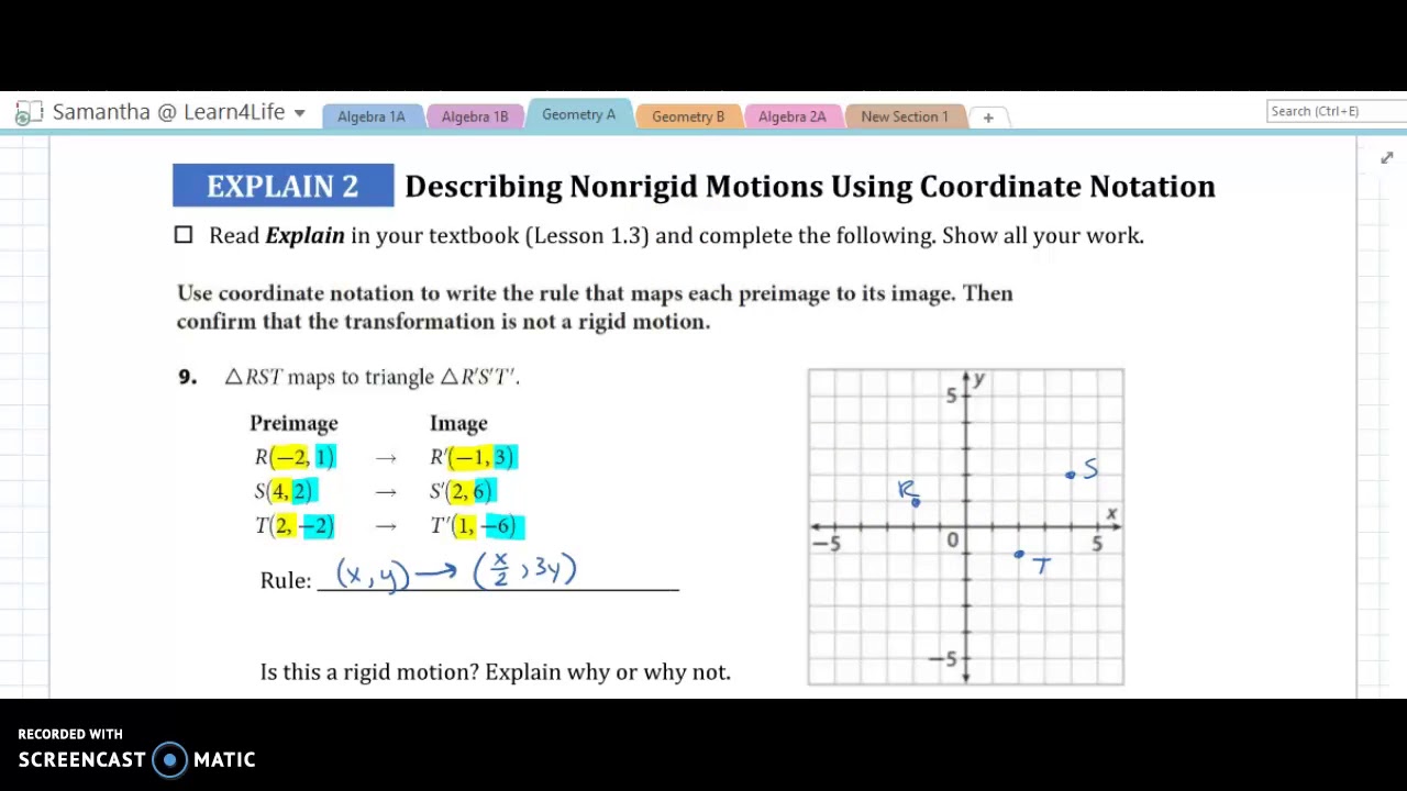 Geometry Lesson 1.3 Explain 2 - YouTube