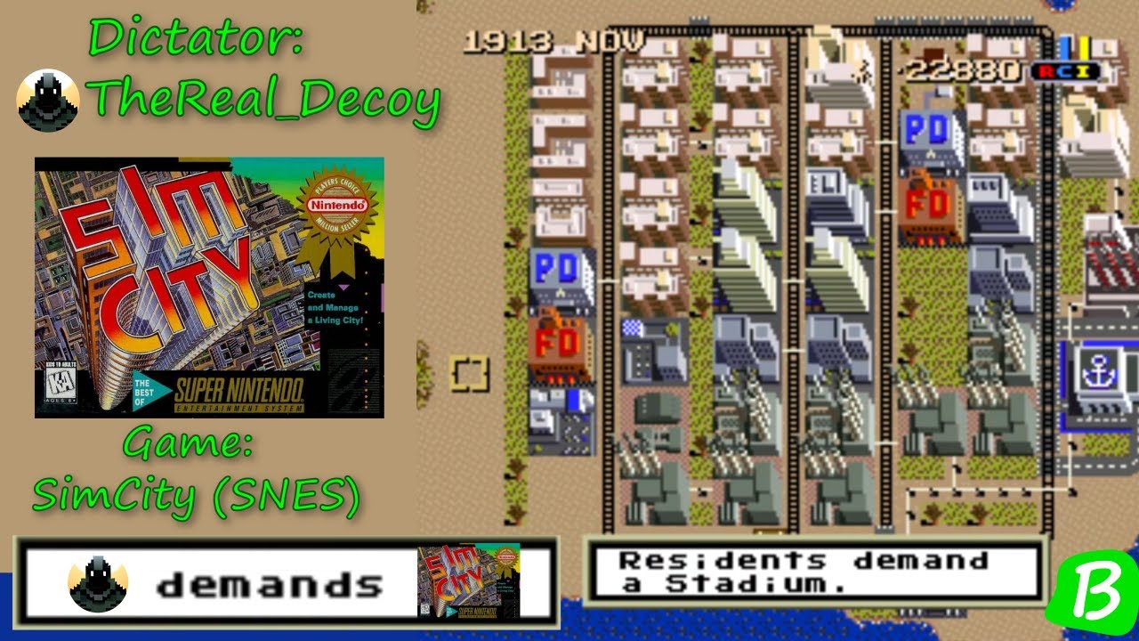 Dictator Stream (TheReal_Decoy) - Sim City (SNES) - YouTube