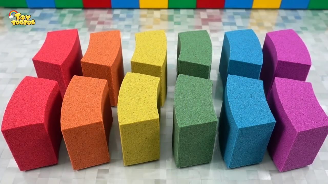 DIY How to make Rainbow Kinetic Sand Slime Pool Play Mobile Toys Learn ...