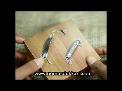 Gümüş Bileklik İsim Tarih Yazan Plaka Kenarları Firuze Taşlı Künye Bileklik