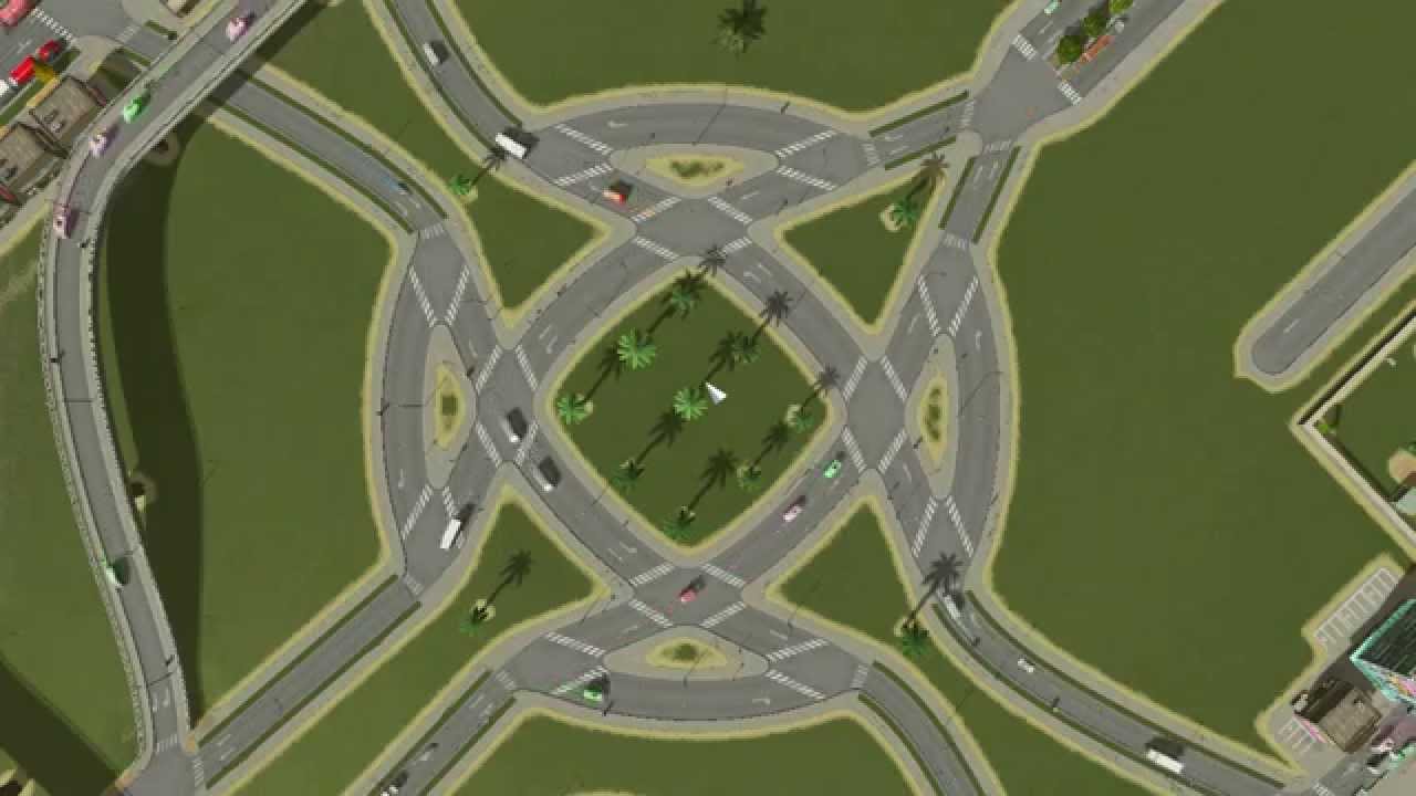 Cities: Skylines, Split Roundabout 2 - YouTube