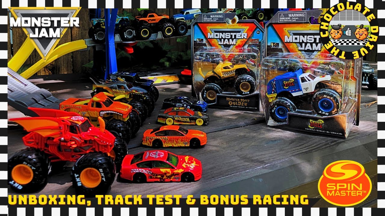 SPIN MASTER MONSTER JAM : Monster Mutt Golden and Crush Cycle Unboxing ...