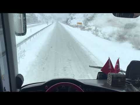 OTOBÜS İLE KARLI YOLDA YOLCULUK PART2