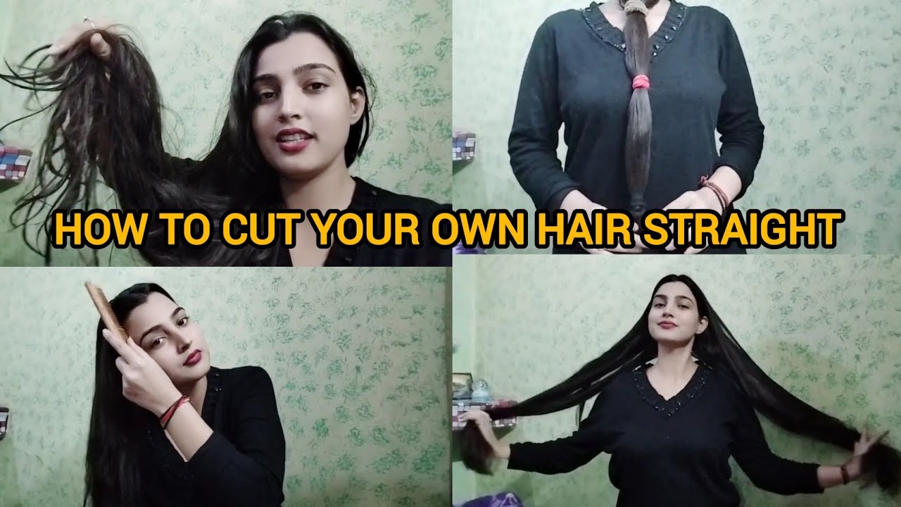 How to Cut Your Own Hair Straight ️ | घर पर ही बालो को ट्रिम करे जिस से ...