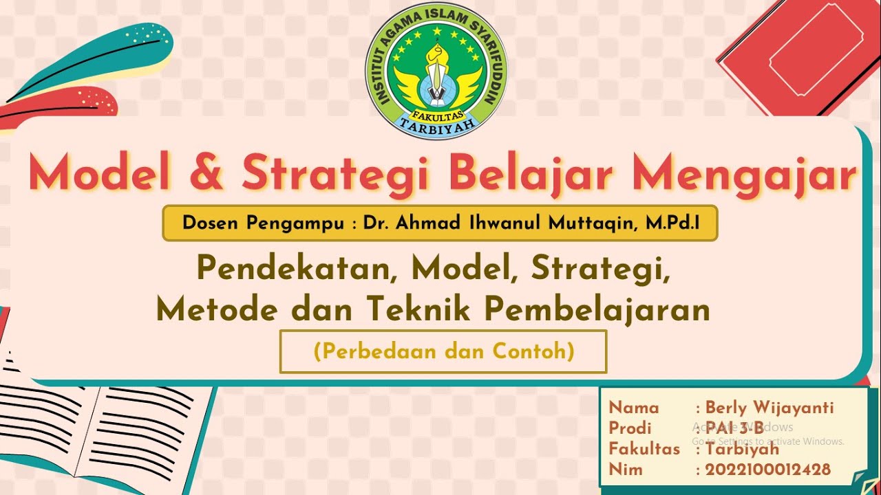 Pendekatan, Model, Metode, Strategi dan Teknik Pembelajaran - YouTube
