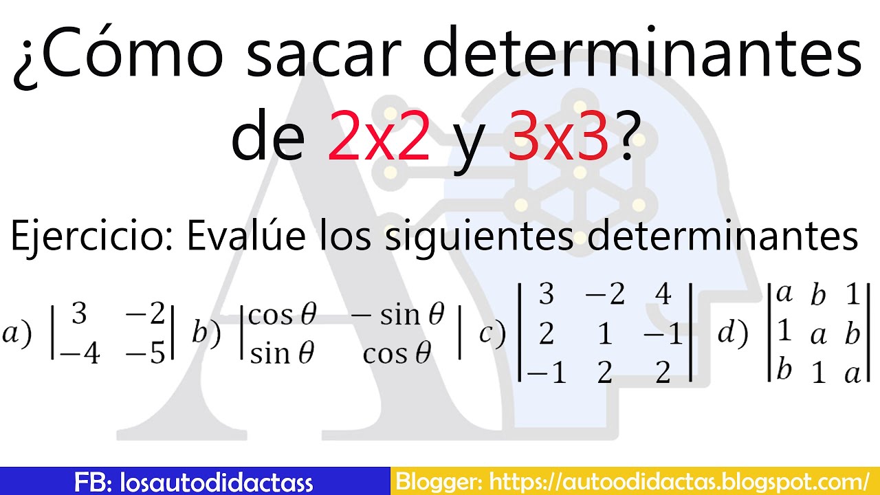Calcular el determinante de una matriz 2x2 y 3x3 | Ejercicios - YouTube
