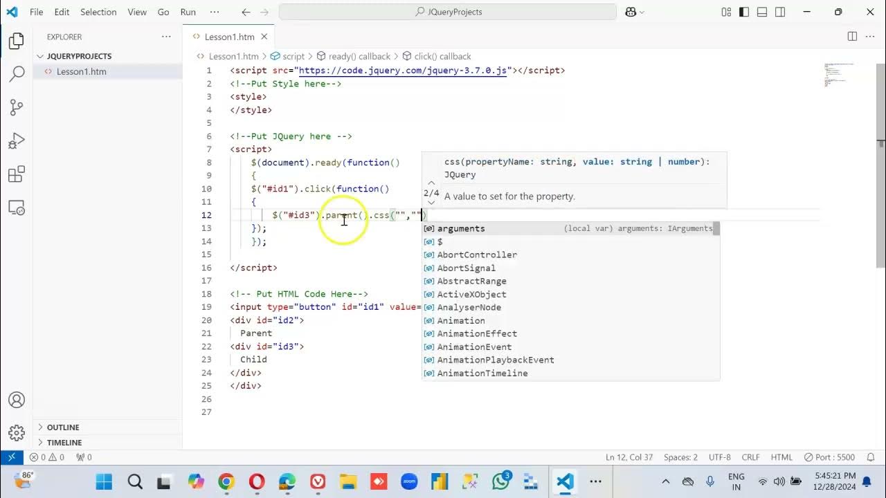 Lesson36- parent() function - JQuery 1000 Videos - YouTube