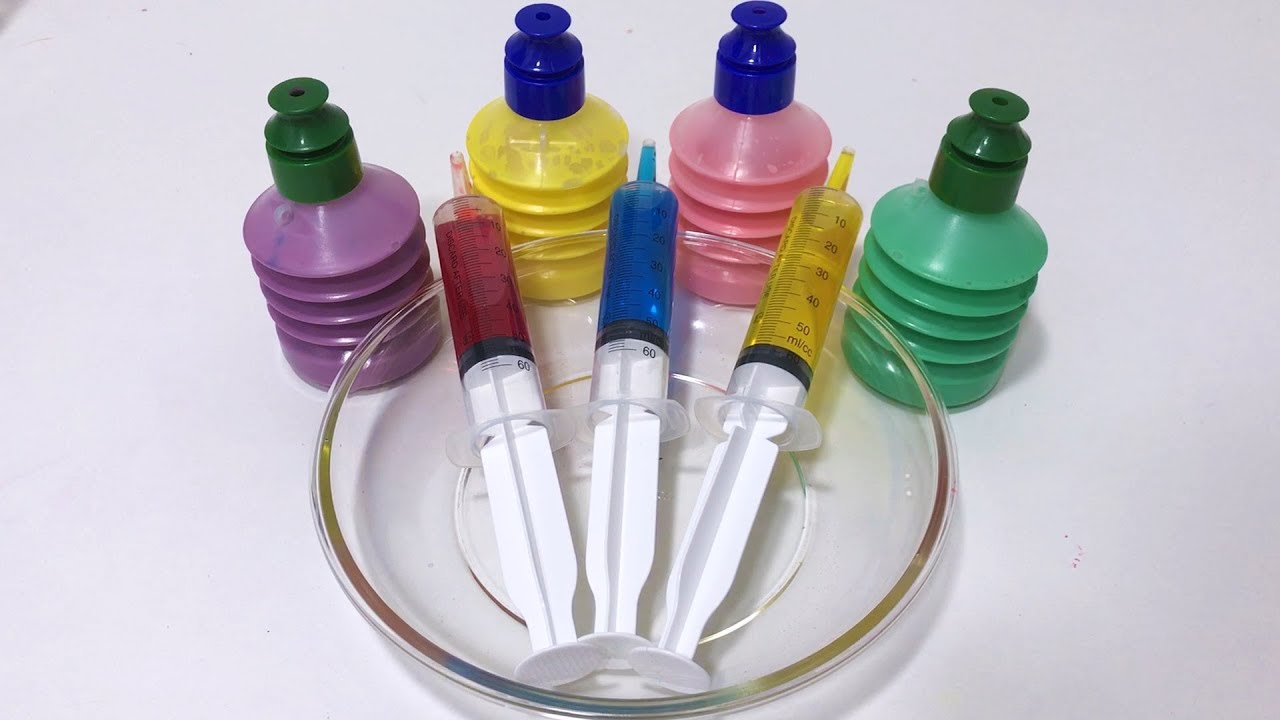 Making Slime with Piping Bottles And Syringe - Most Satisfying Slime ...