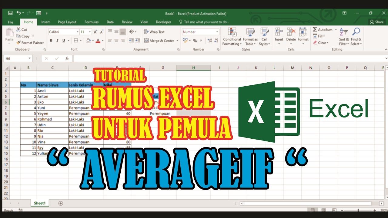 Tutorial Rumus AverageIf pada Excel - YouTube