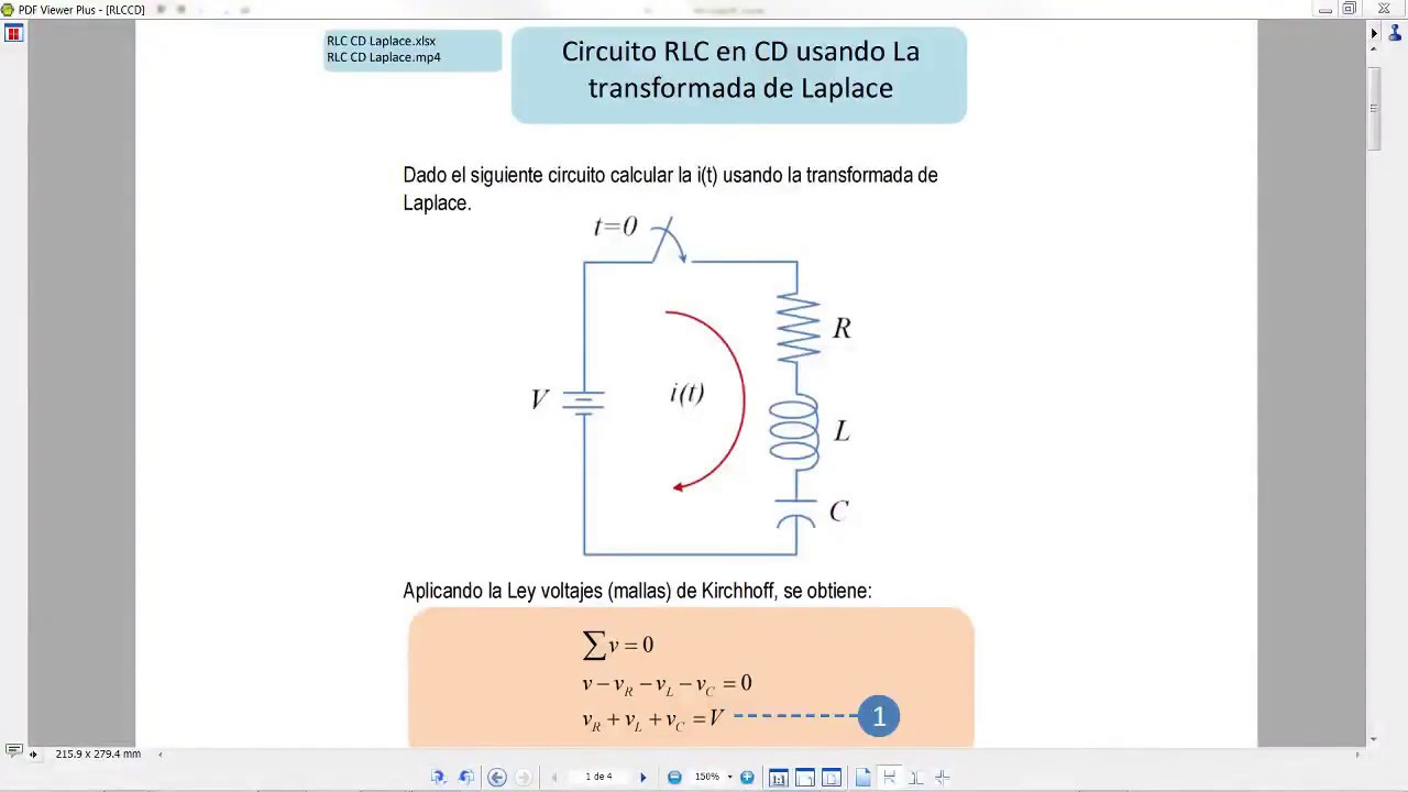 Laplace - Circuito RLC en serie, alimentado por CD - YouTube