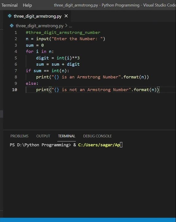 Three Digit Armstrong Number #Python #Shorts #YTShorts #Coding - YouTube