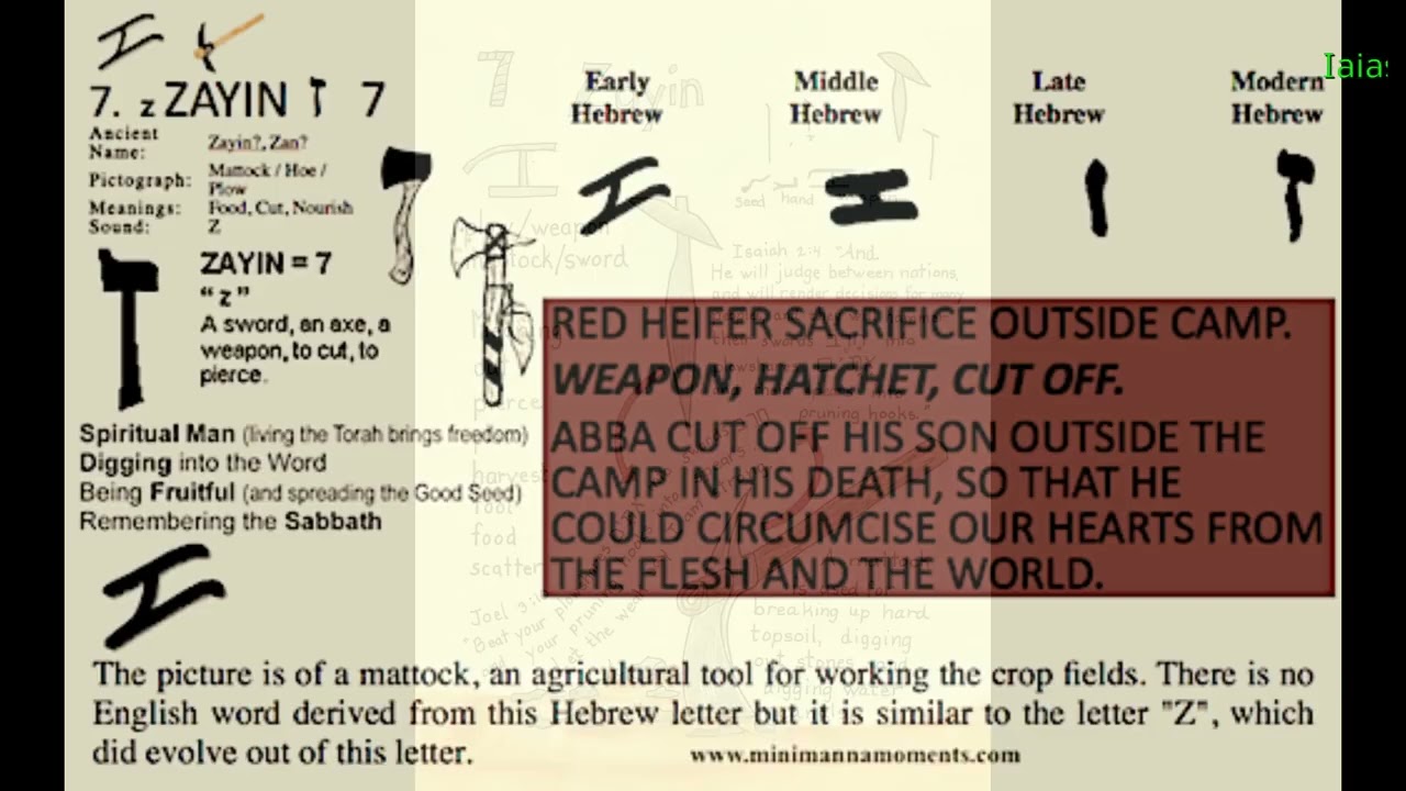 Zayin 7 the seventh letter of God holy Old Hebrew(paleo)Alphabet the ...