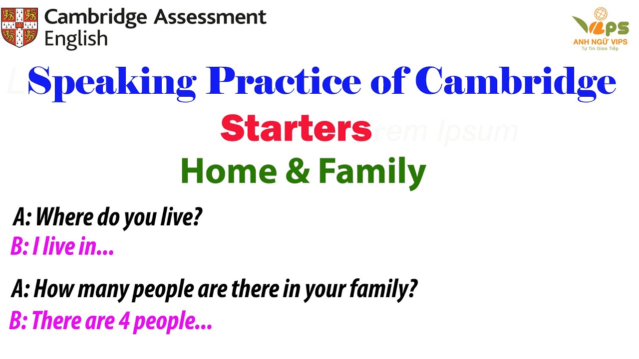 Speaking Practice - STARTERS - Home and Family - YouTube