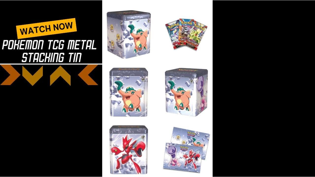 Pokemon TCG Metal Stacking Tin Opening - YouTube