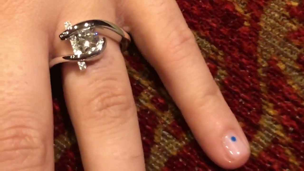Free form ring with 0.75 cz round stone 14k white gold - YouTube