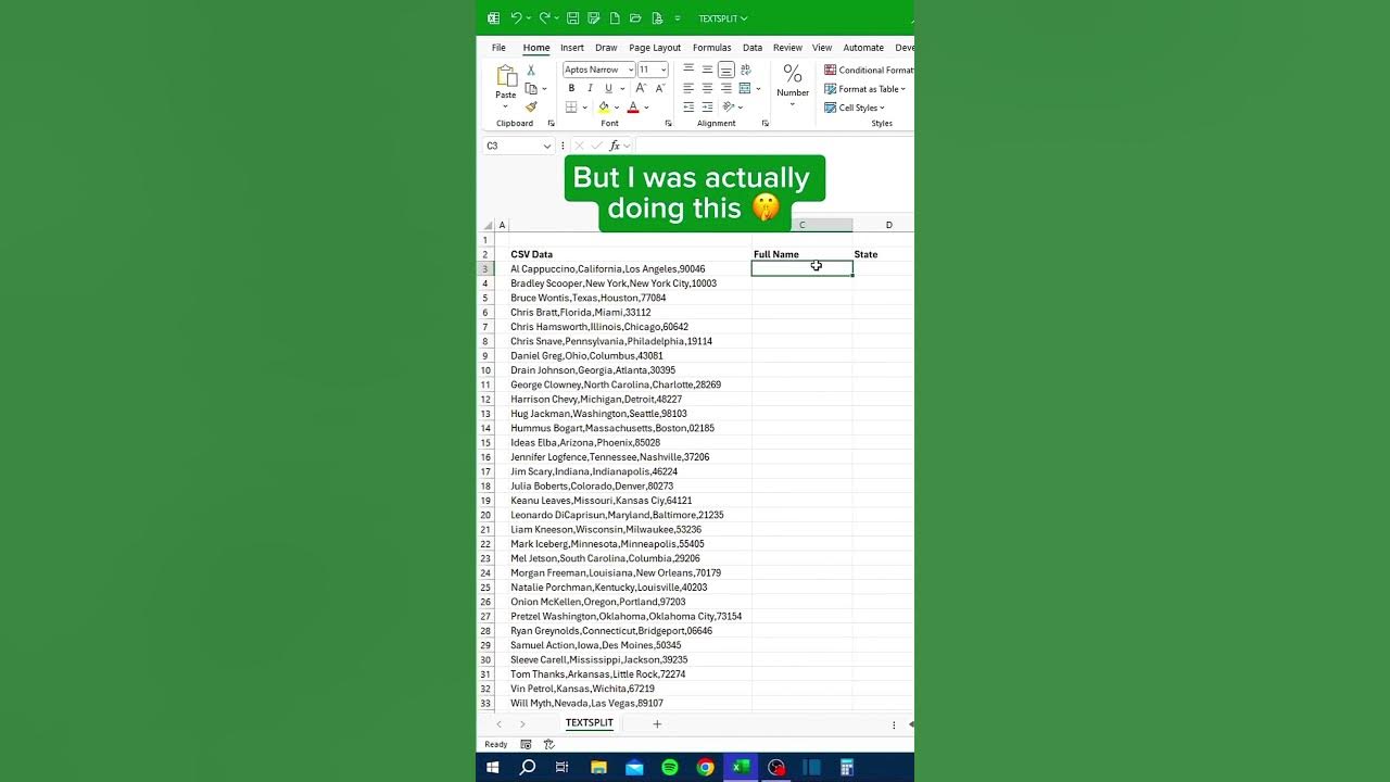 Master the TEXTSPLIT Function in Excel: Quick Tutorial #ExcelTips #ExcelShorts - YouTube