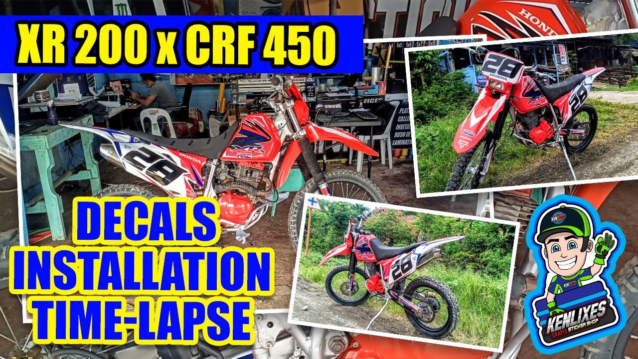 Honda XR 200 x CRF 450 | Motor Decals Installation Time-Lapse | Sticker ...