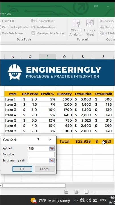 What If Analysis In Excel Engineeringly Shorts Excel Explore Youtube