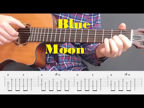 Blue Moon - Fingerstyle Guitar Tutorial with tabs and chords - YouTube