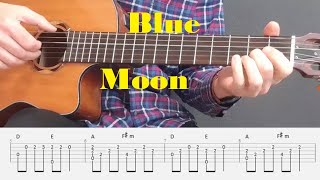 Blue Moon - Fingerstyle Guitar Tutorial with tabs and chords Chords ...