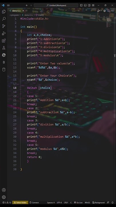 Addition Subtraction Division Multiplication Modulus | C Program Using ...