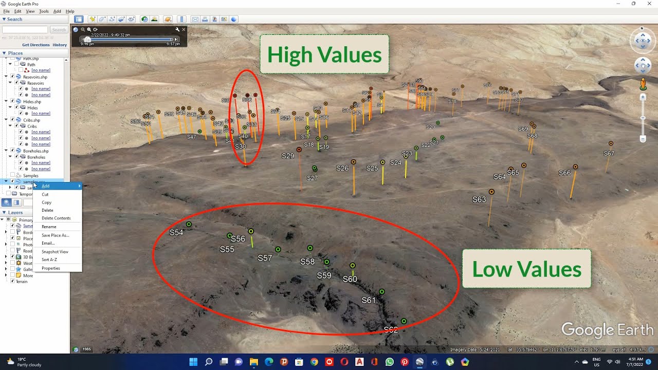 Classifying Points Data in Google Earth chemical analysis of rock ...
