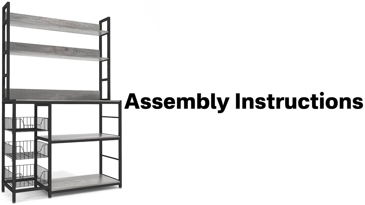 Kitchen Bakers Rack with Baskets Assembly Instruction-ZW003 - YouTube