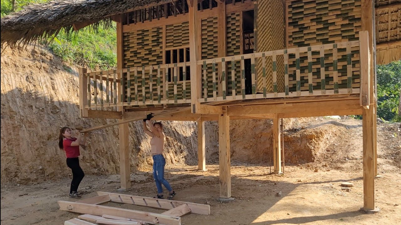 How to build a beautiful wooden house Make a farm, Knitting a bamboo ...